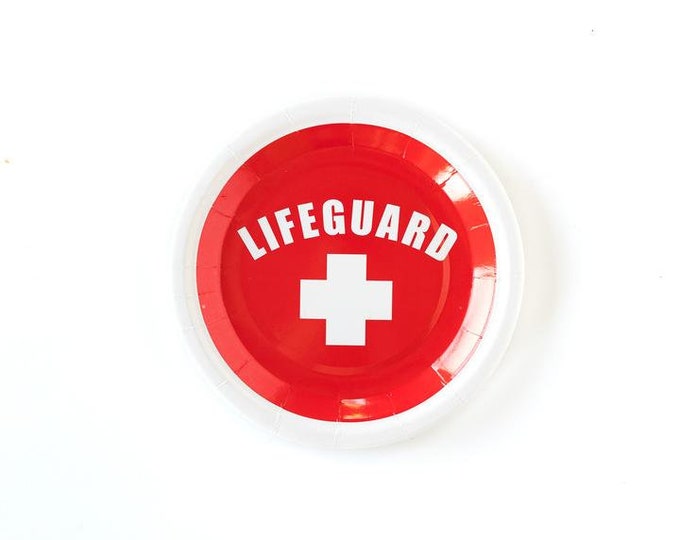 Lifeguard Paper Plates | Beach Party Decor | Pool Party Decorations ...