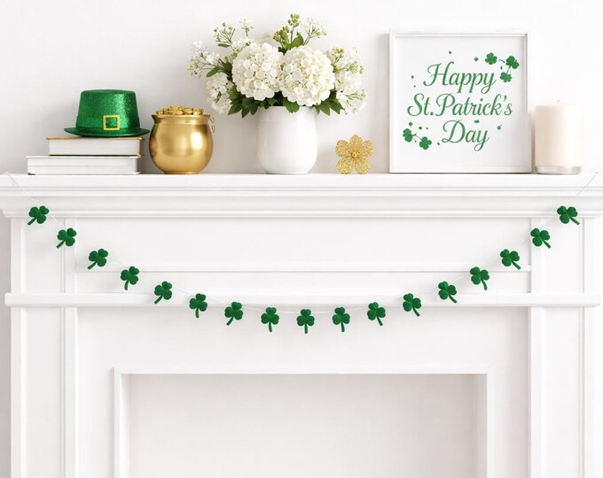 Mini Felt Shamrock Garland | Felt Shamrocks | St Patricks' Day Garland ...