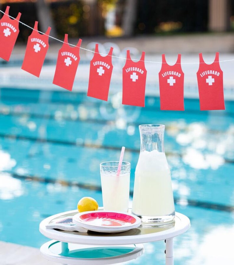 Lifeguard Banner Pool Party Banner Pool Party Decorations - Etsy
