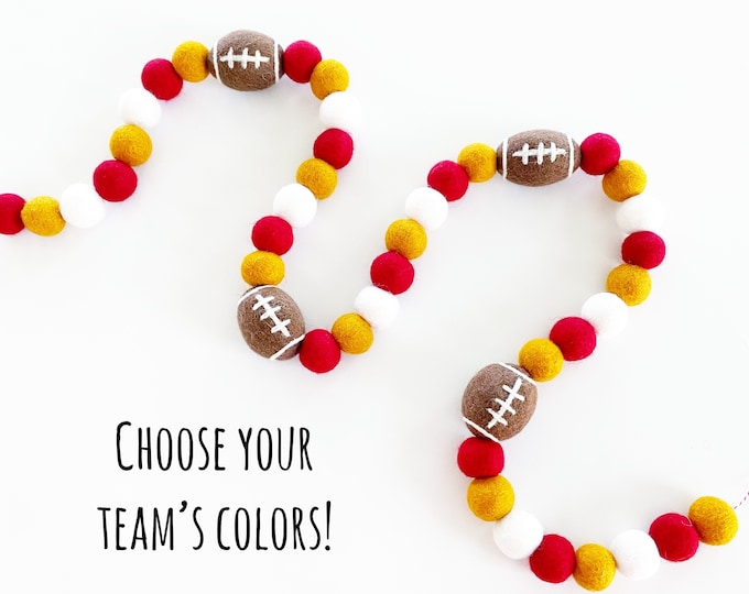 Customizable Wool Football Fan Garland - Felt Foot Ball Bunting - Fall ...