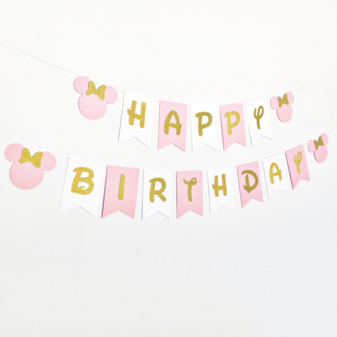 Minnie Mouse Happy Birthday Banner | Minnie Mouse Garland | Oh Twodles ...