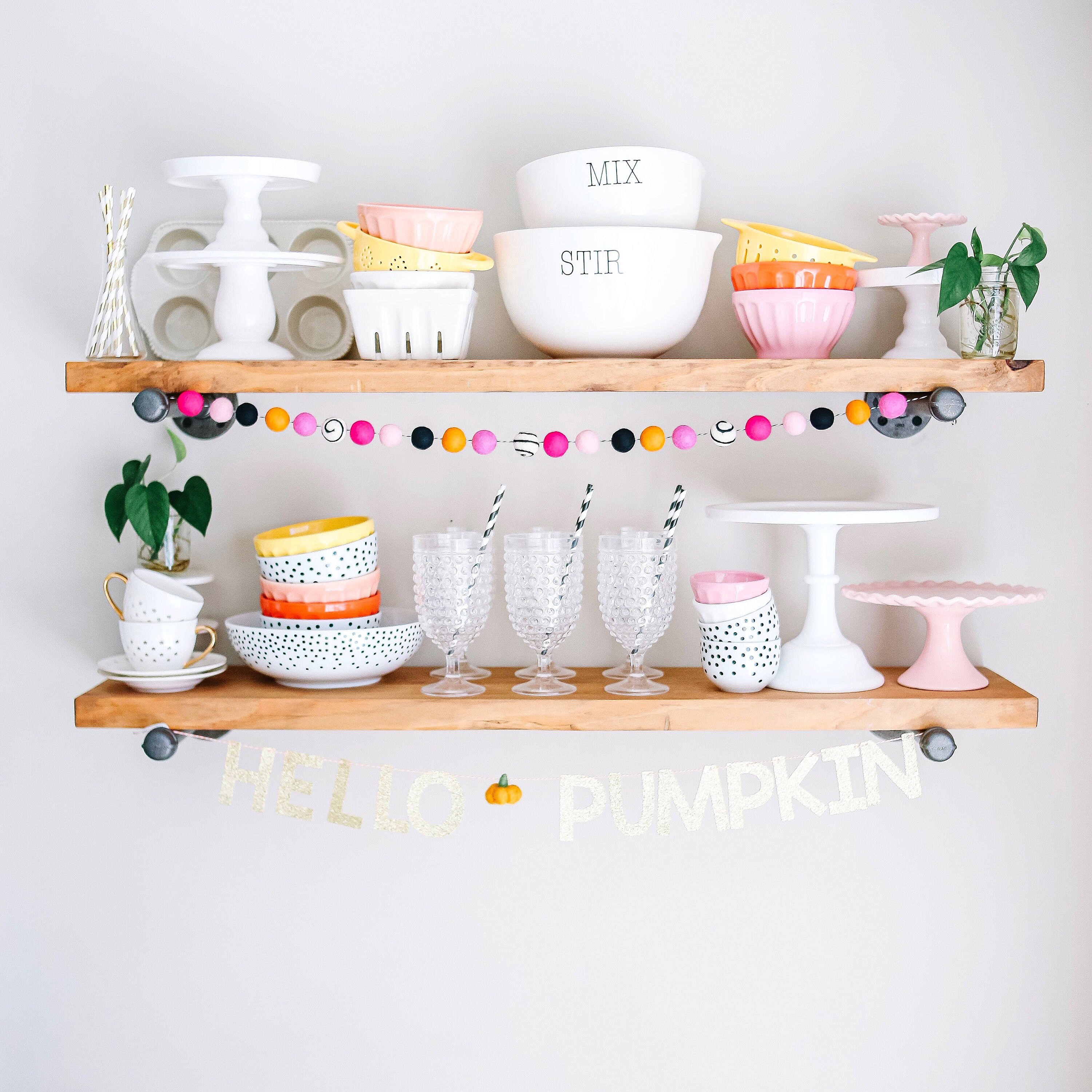 Halloween Felt Ball Garland Pink Halloween Garland Hey Boo | Etsy