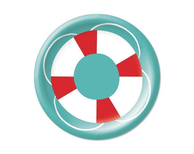 Pool Party Paper Plates | Boy Birthday Party | Life Preserver Plates ...
