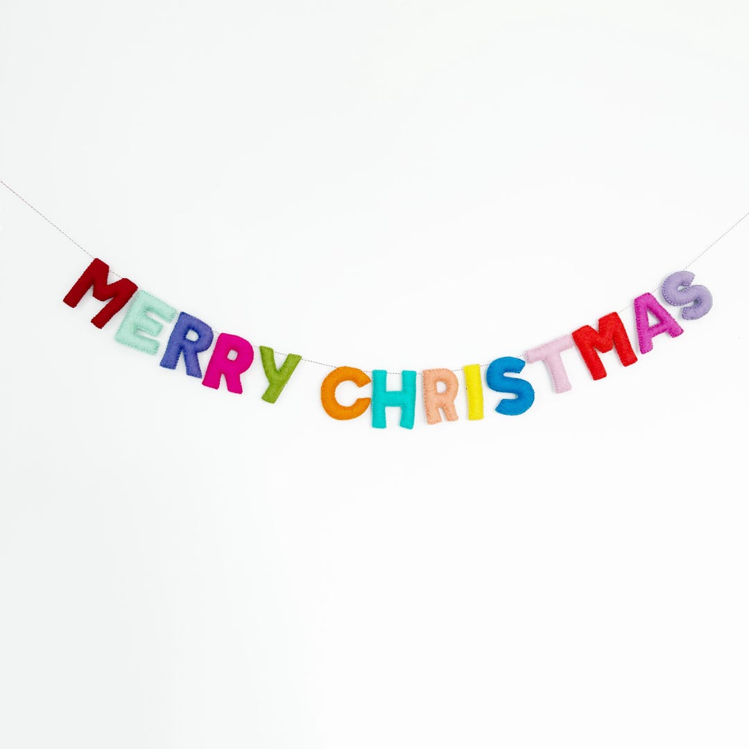 Merry Christmas Felt Banner | Merry and Bright Decorations | Christmas ...