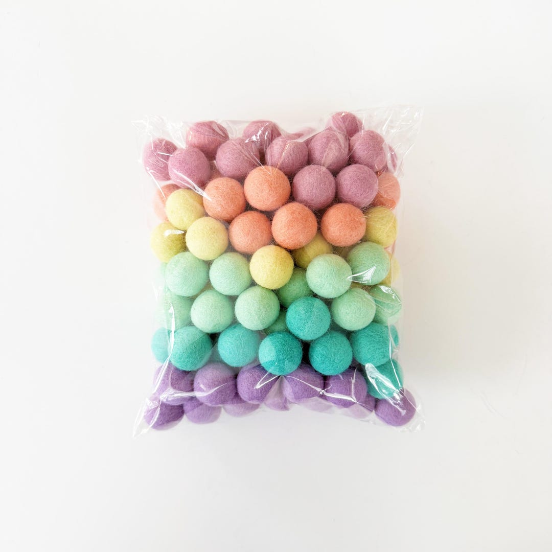 Pastel Rainbow Wool Felt Balls | DIY Garland Decorations - Etsy