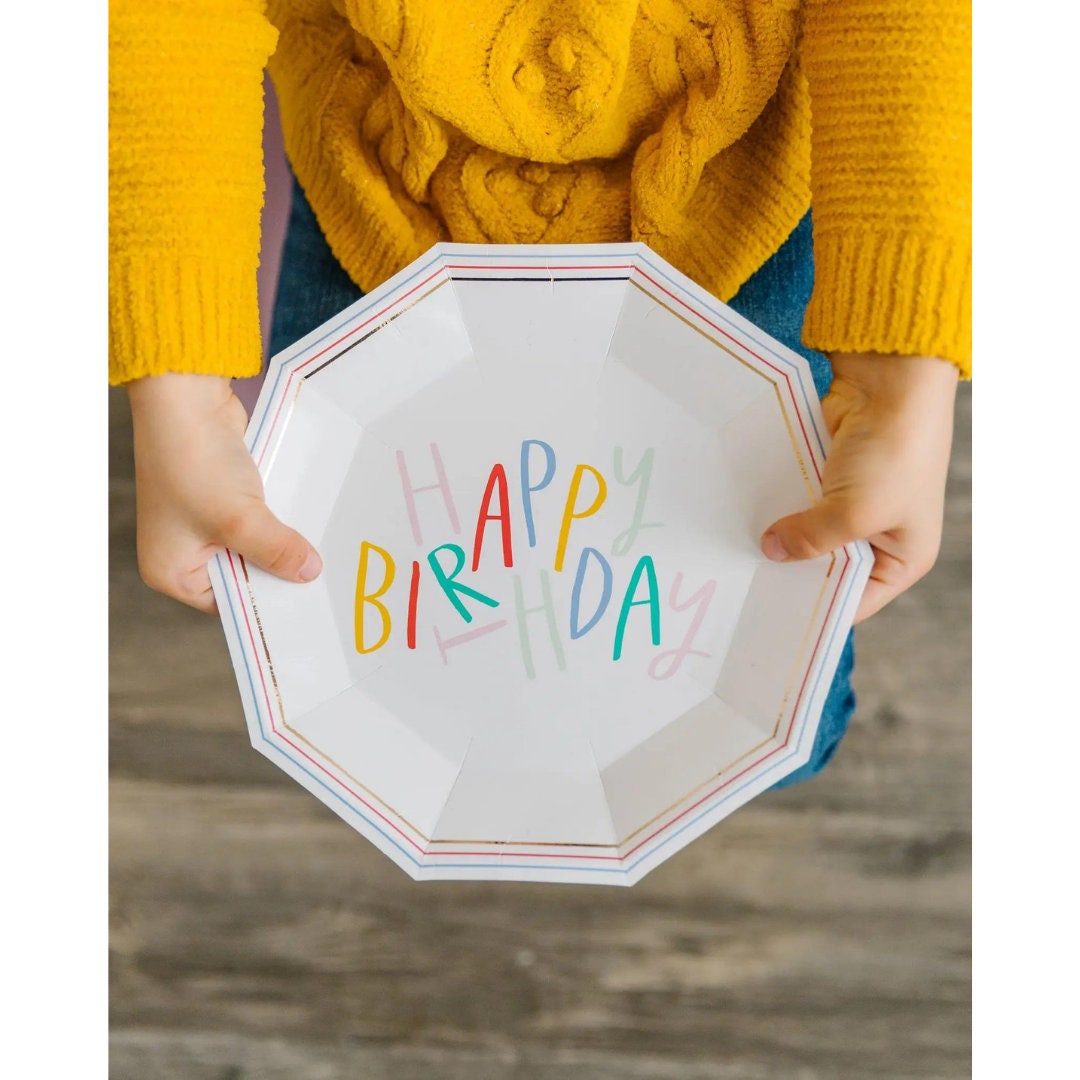 Oui Party Happy Birthday Plates Hexagon Paper Plates Birthday Party ...