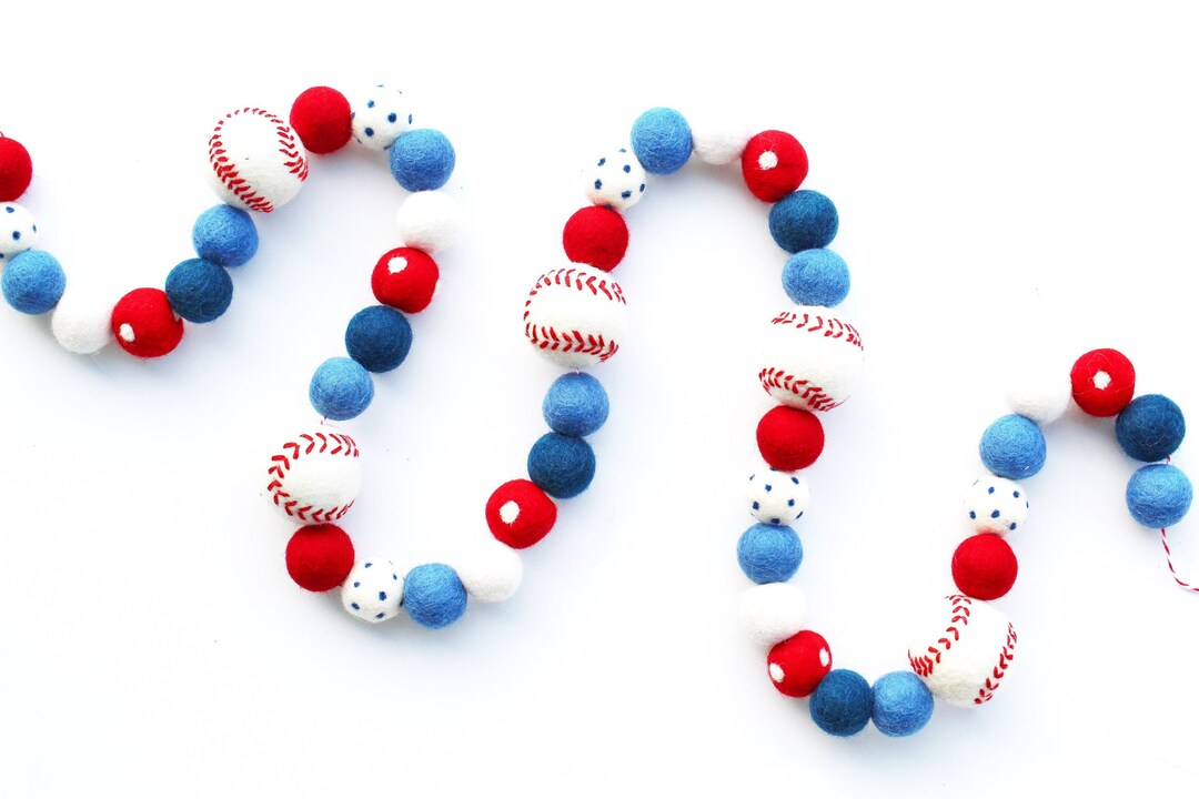 Baseball Garland | Felt Ball Garland | Baseball Decorations | Baseball ...