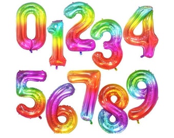 Rainbow 32 Number Balloons Number Balloons Giant - Etsy