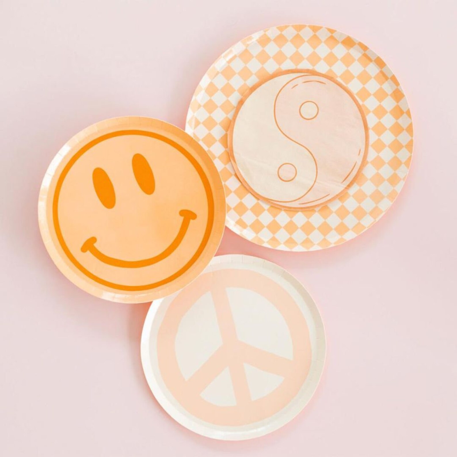 Smiley Face Paper Plate Peace and Love Plates Groovy Party - Etsy