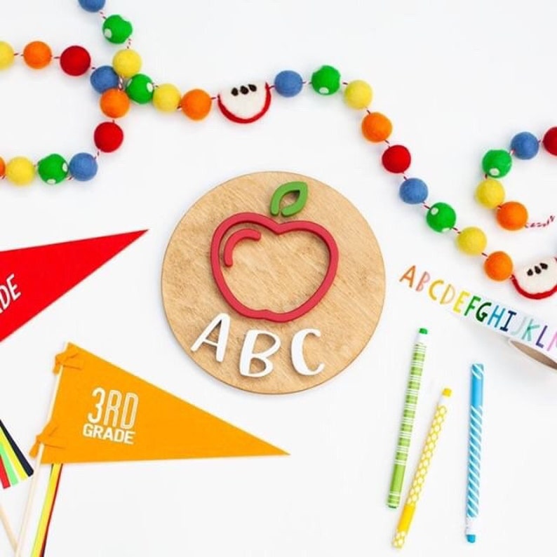 Back To School Apple Felt Ball Garland | Etsy