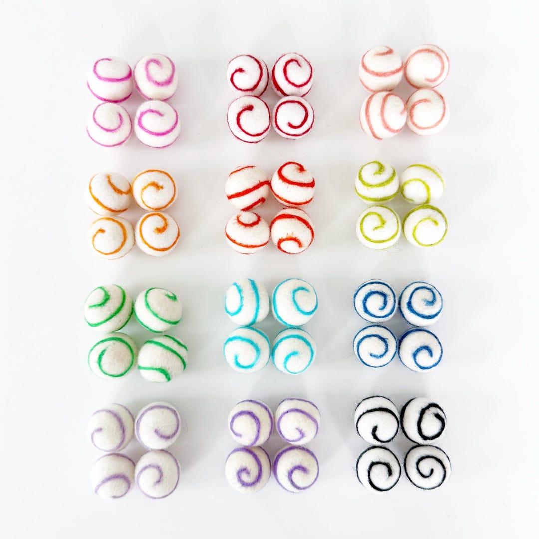 Swirl Wool Felt Balls | Striped Pom Pom Garland DIY - Etsy