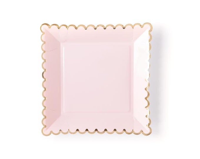 9 Pink Scalloped Paper Plates Bridal Shower Plates It's a Girl Baby ...