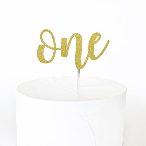 One Cake Topper First Birthday Cake Topper Gold Glitter - Etsy