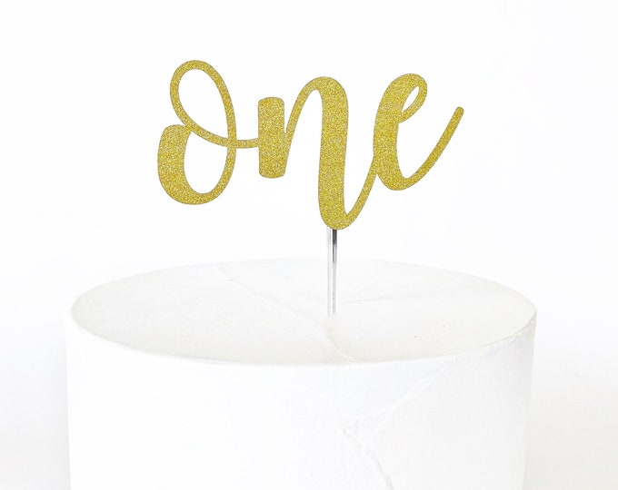 1 Cake Topper for First Birthday Cake Topper in Glitter Silver or Gold ...