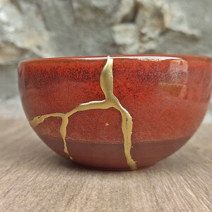 Kintsugi Red Bowl Broken and Repaired - Etsy