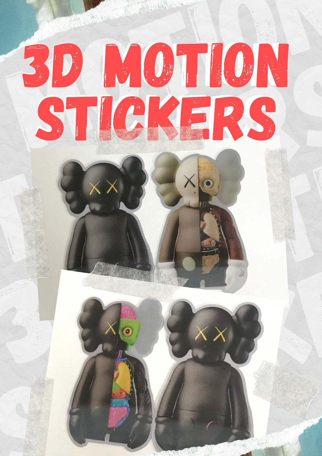 3D Motion Sticker | Hypebeast | Kaws | Waterproof Vinyl Decay | Laptops ...