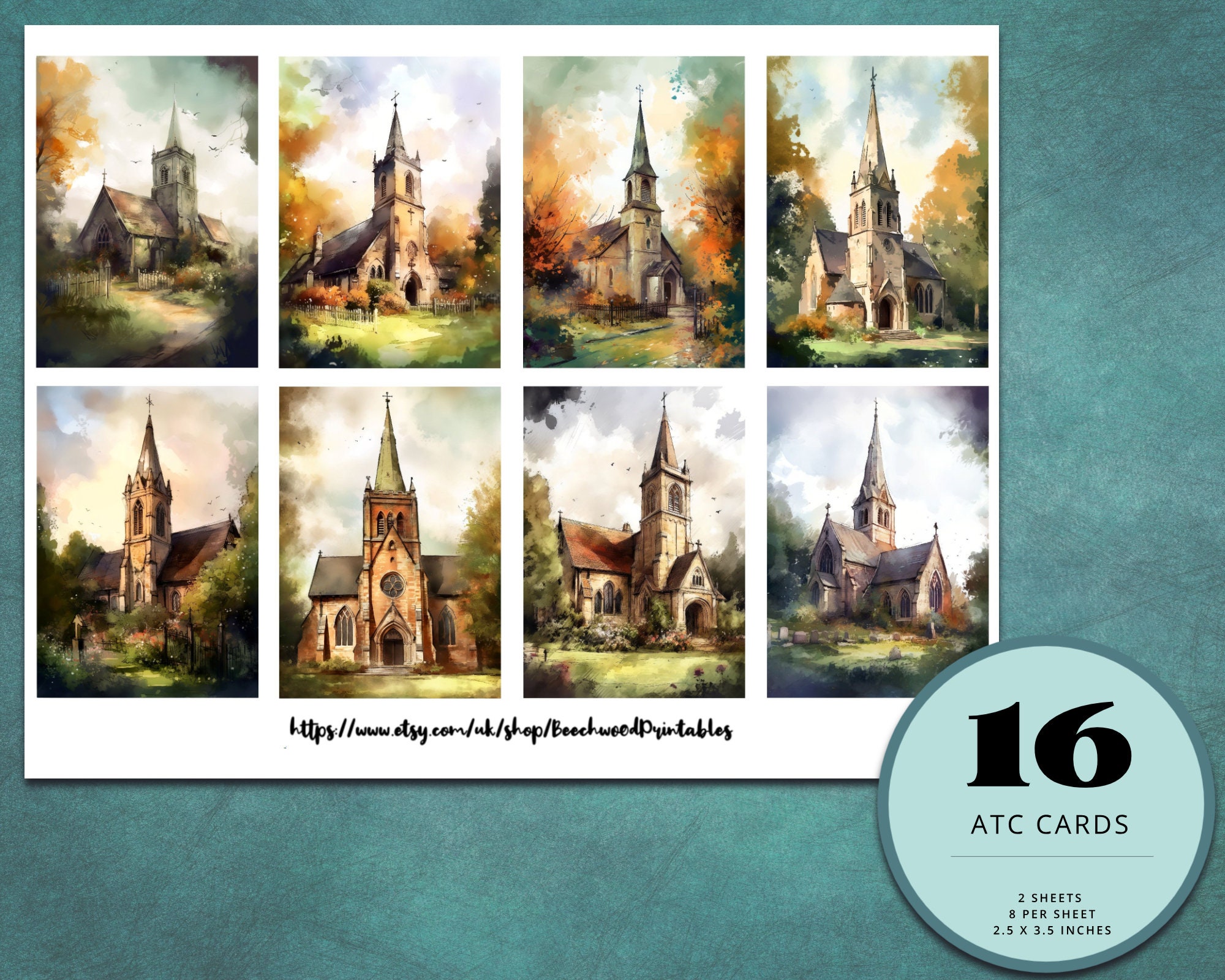 Vintage English Churches Cards, Journaling Cards, Printable Inserts ...
