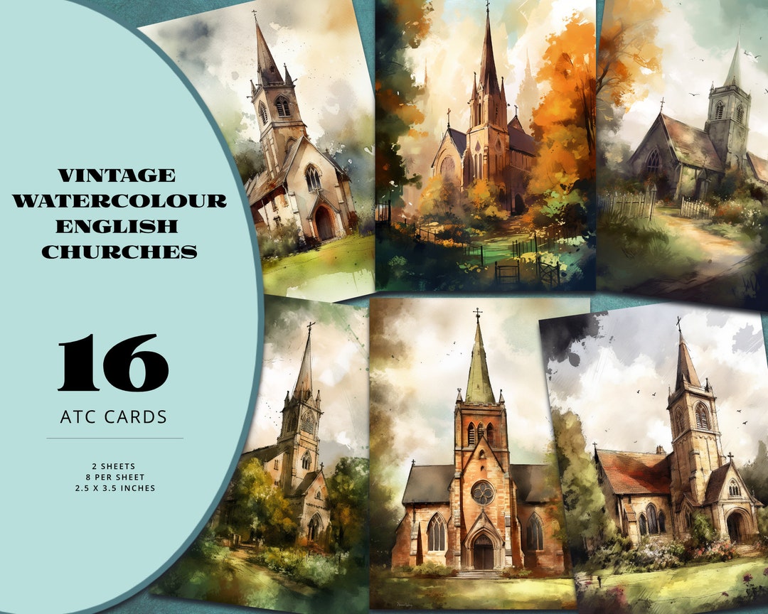 Vintage English Churches Cards, Journaling Cards, Printable Inserts ...