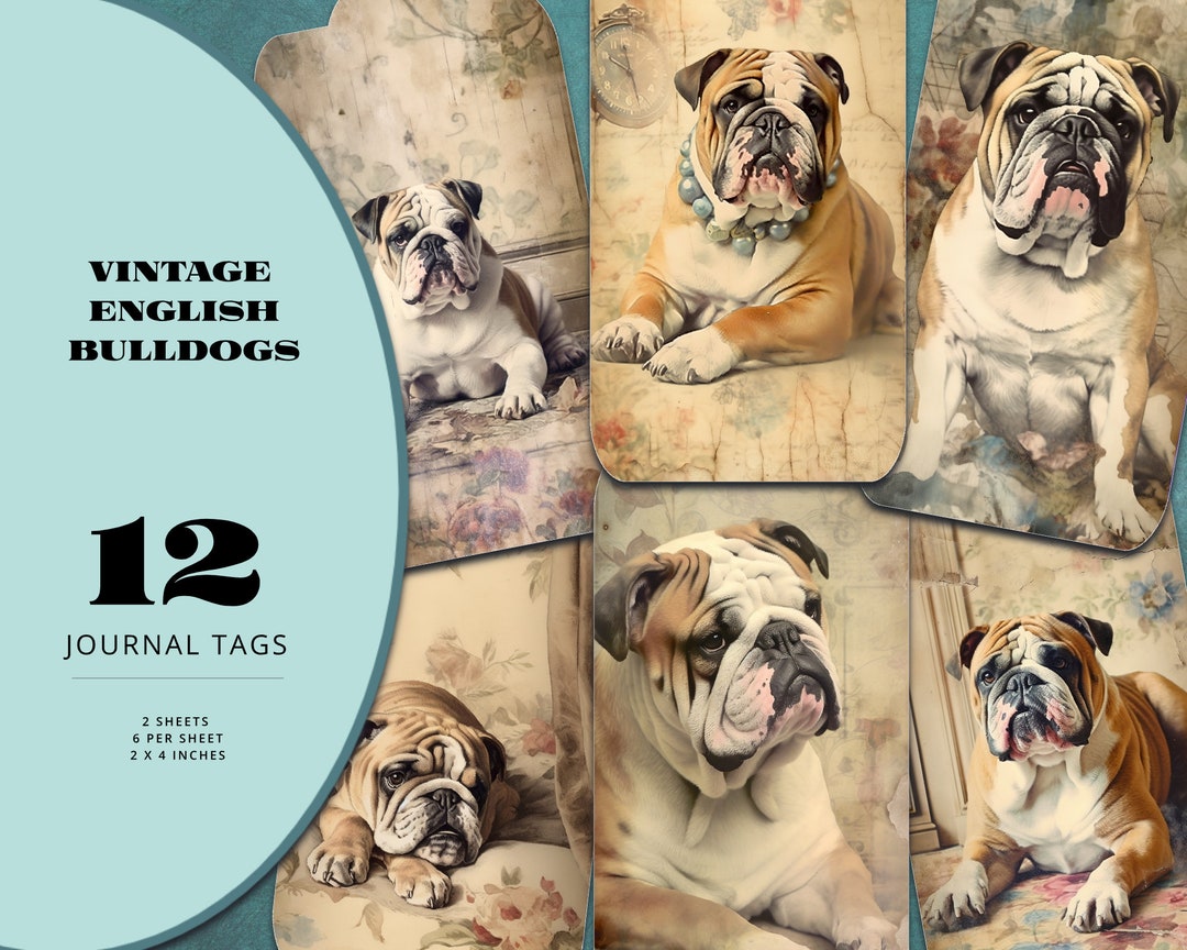 Vintage English Bulldog Tags, Journaling Tags, Printable Inserts and ...