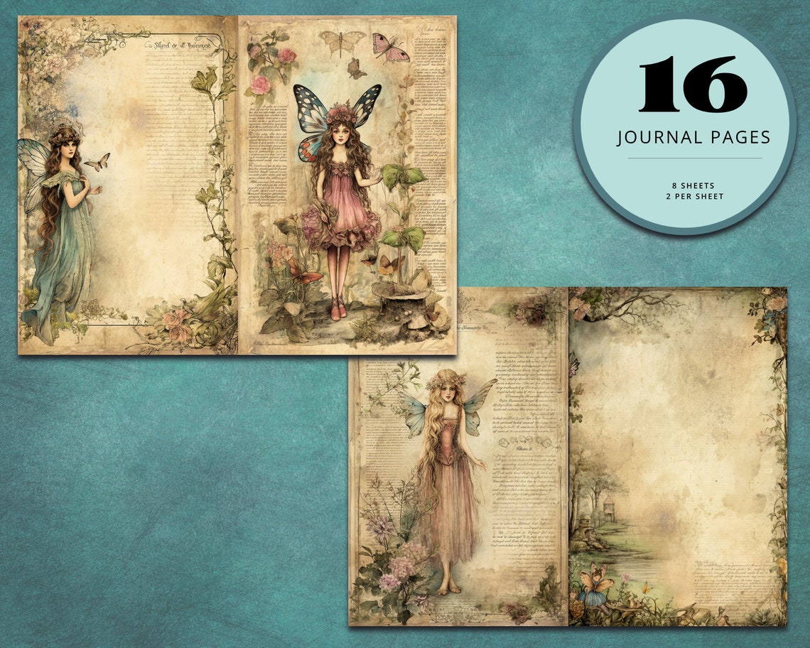 Vintage Woodland Fairies Junk Journal Pages Journal Papers - Etsy