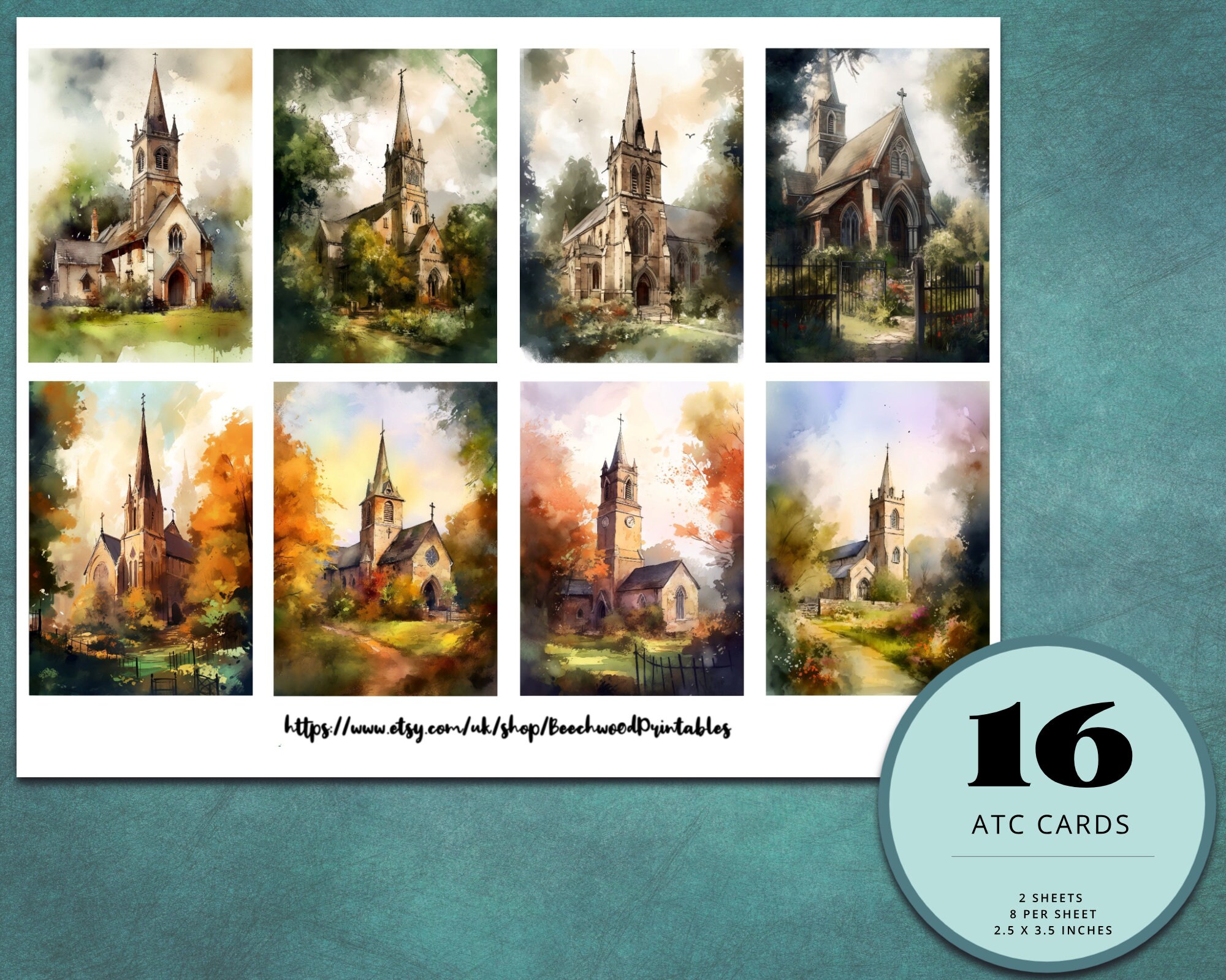 Vintage English Churches Cards, Journaling Cards, Printable Inserts ...