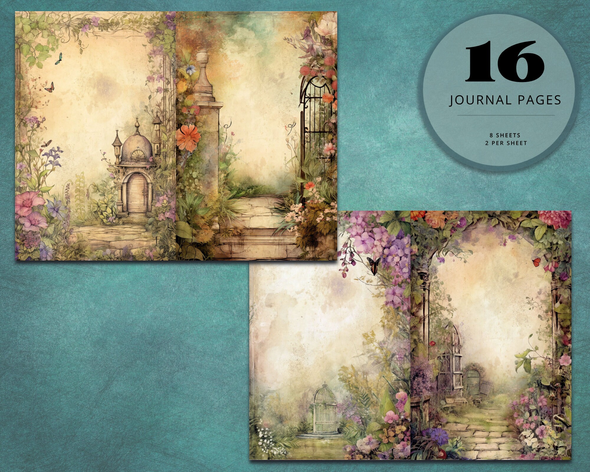 Vintage Secret Garden Junk Journal Pages Journal Papers - Etsy