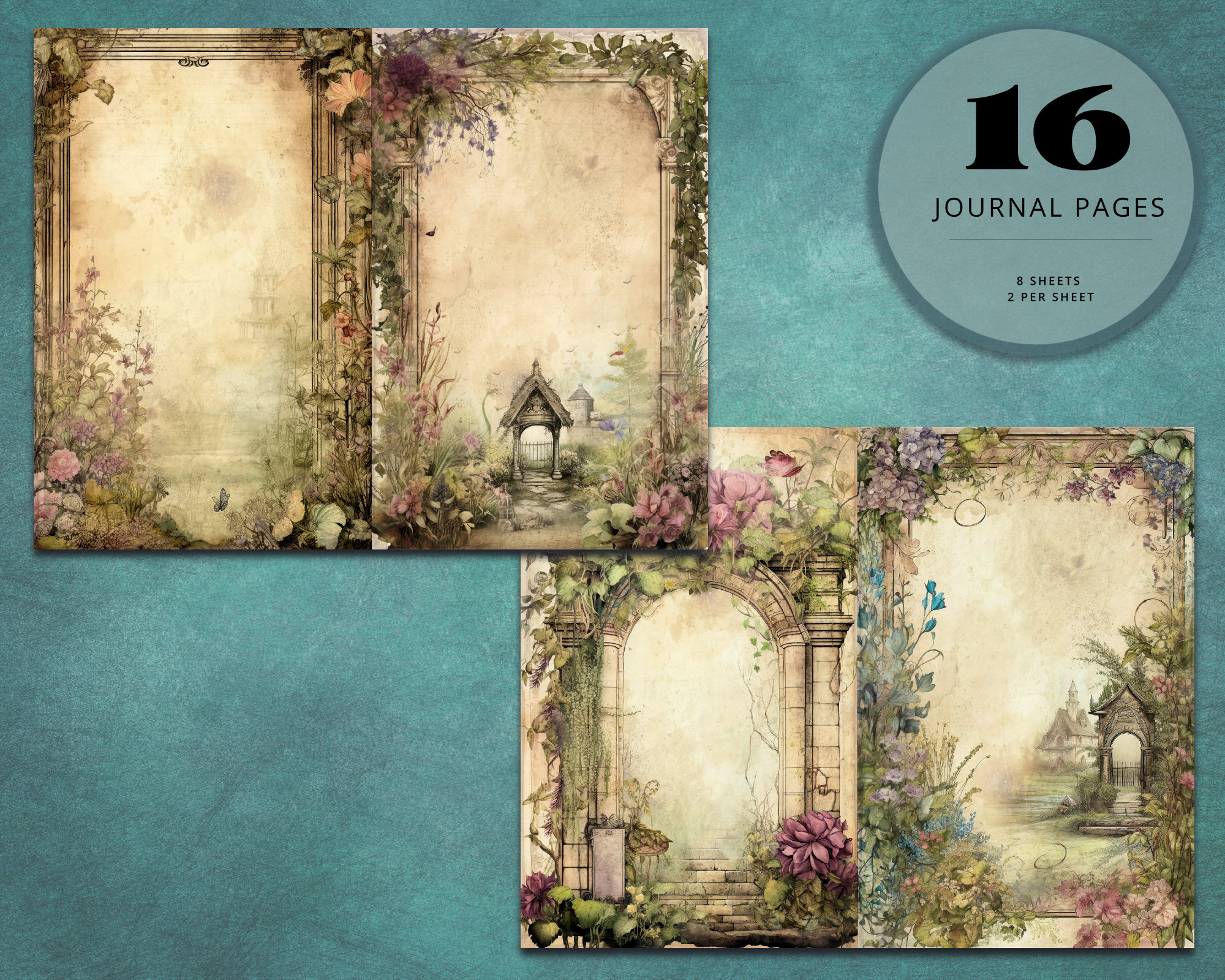 Vintage Secret Garden Junk Journal Pages Journal Papers - Etsy