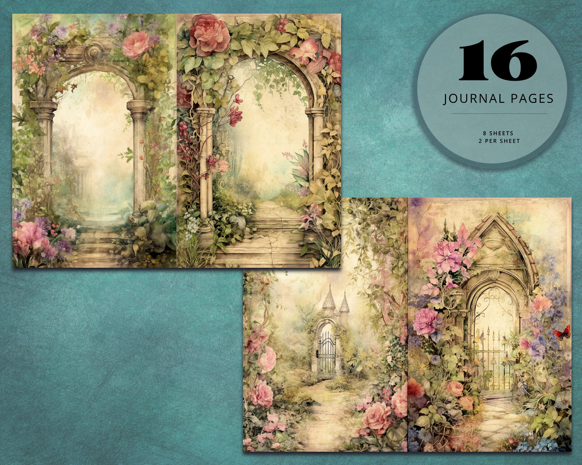 Vintage Secret Garden Junk Journal Pages Journal Papers - Etsy