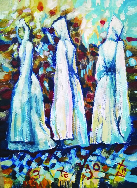 Colorful Women Art Original Acrylic Painting on Paper | Etsy