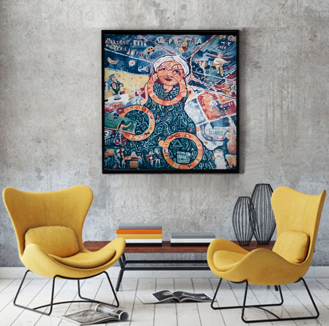 Abstract Teacher Figure, Large Acrylic Original Painting on Canvas ...