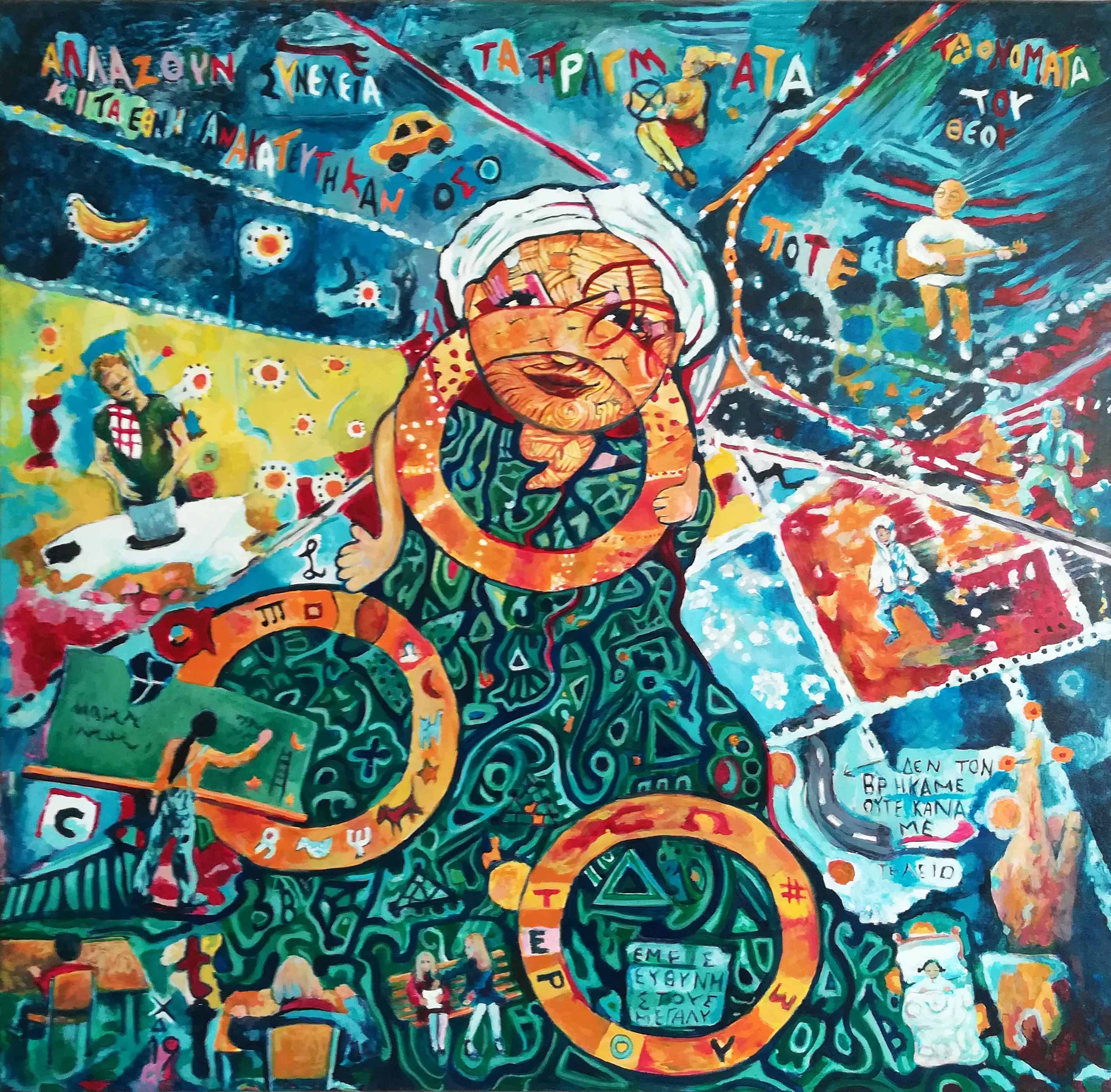 Abstract Teacher Figure, Large Acrylic Original Painting on Canvas ...