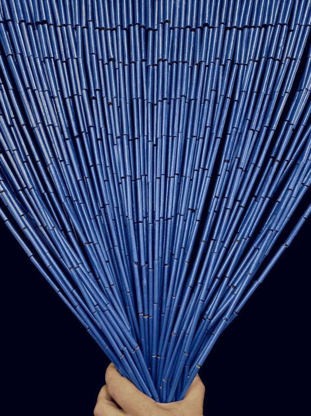 Royal Blue Bamboo Beaded Curtain: 36x79 Width Can Be Shortened ...