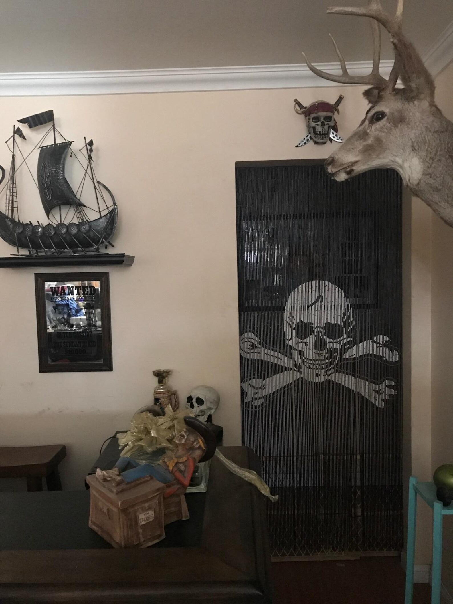 Skull & Crossbones Beaded Curtain: Jolly Roger Doorway Divider - Etsy