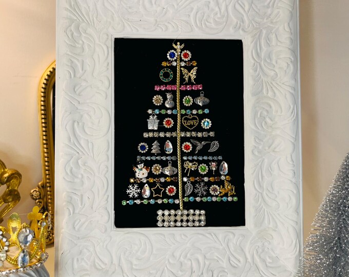 Christmas Tree in Vintage White Frame Out of Repurposed Vintage Junk ...