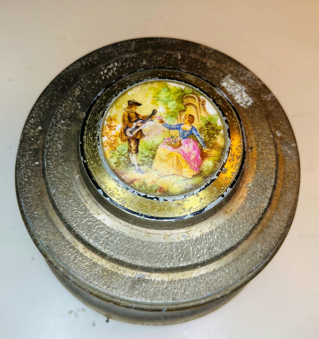 1930s Regency Brass Music Box/powder Box Faust Waltz. With Handpainted ...