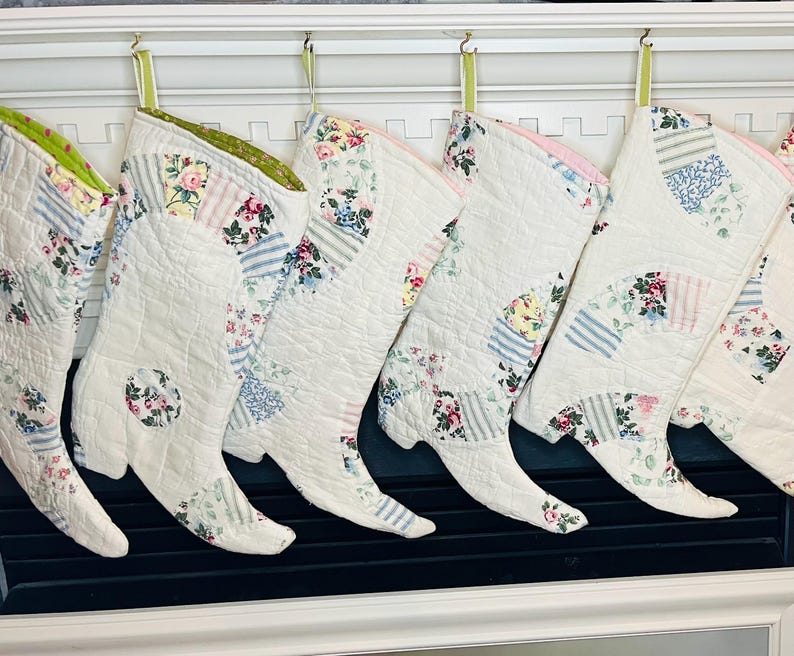 Handmade Cowboy Boot Christmas Stocking Out of Vintage Quilt Pieces - Etsy