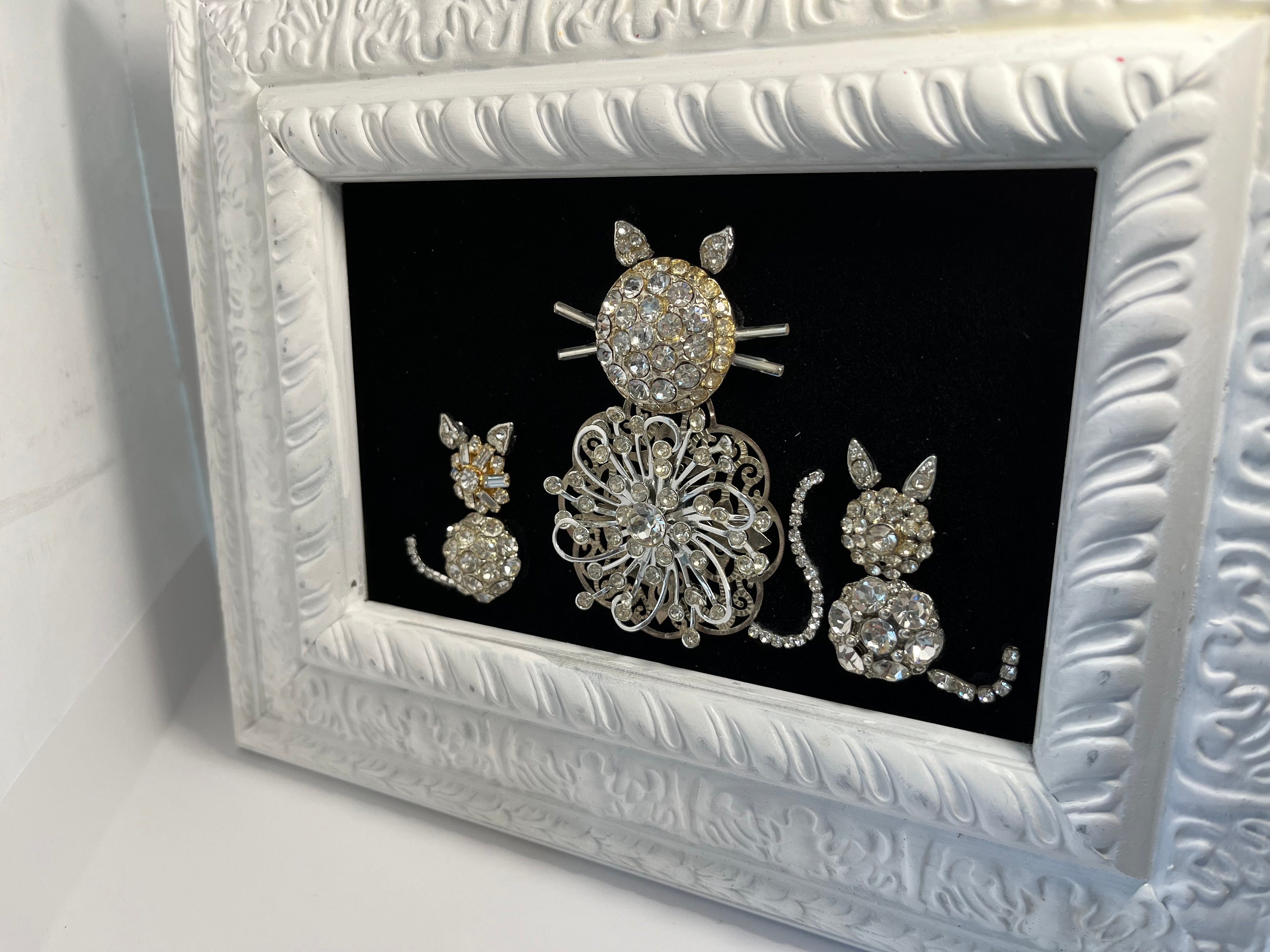 Cottage Core Whimsical Cat Art of Mommy Cat and 2 Kittens Made of ...
