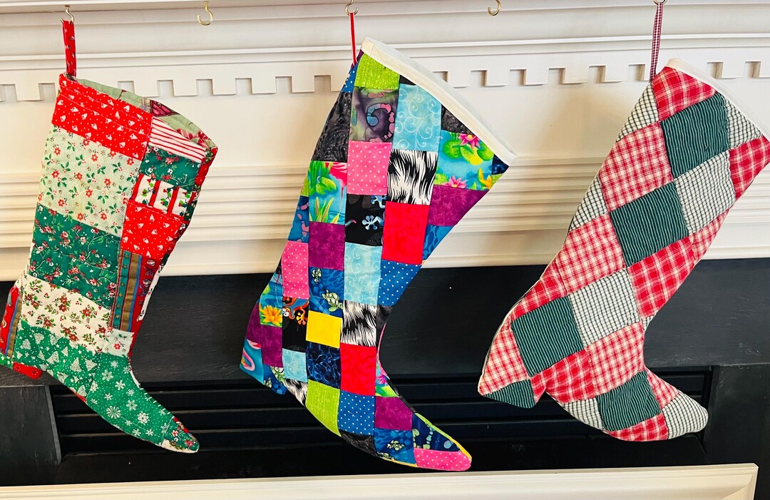 Handmade Cowboy Boot Christmas Stocking Out of Vintage Quilt Pieces - Etsy