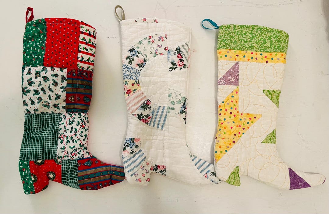 Handmade Cowboy Boot Christmas Stocking Out of Vintage Quilt Pieces - Etsy