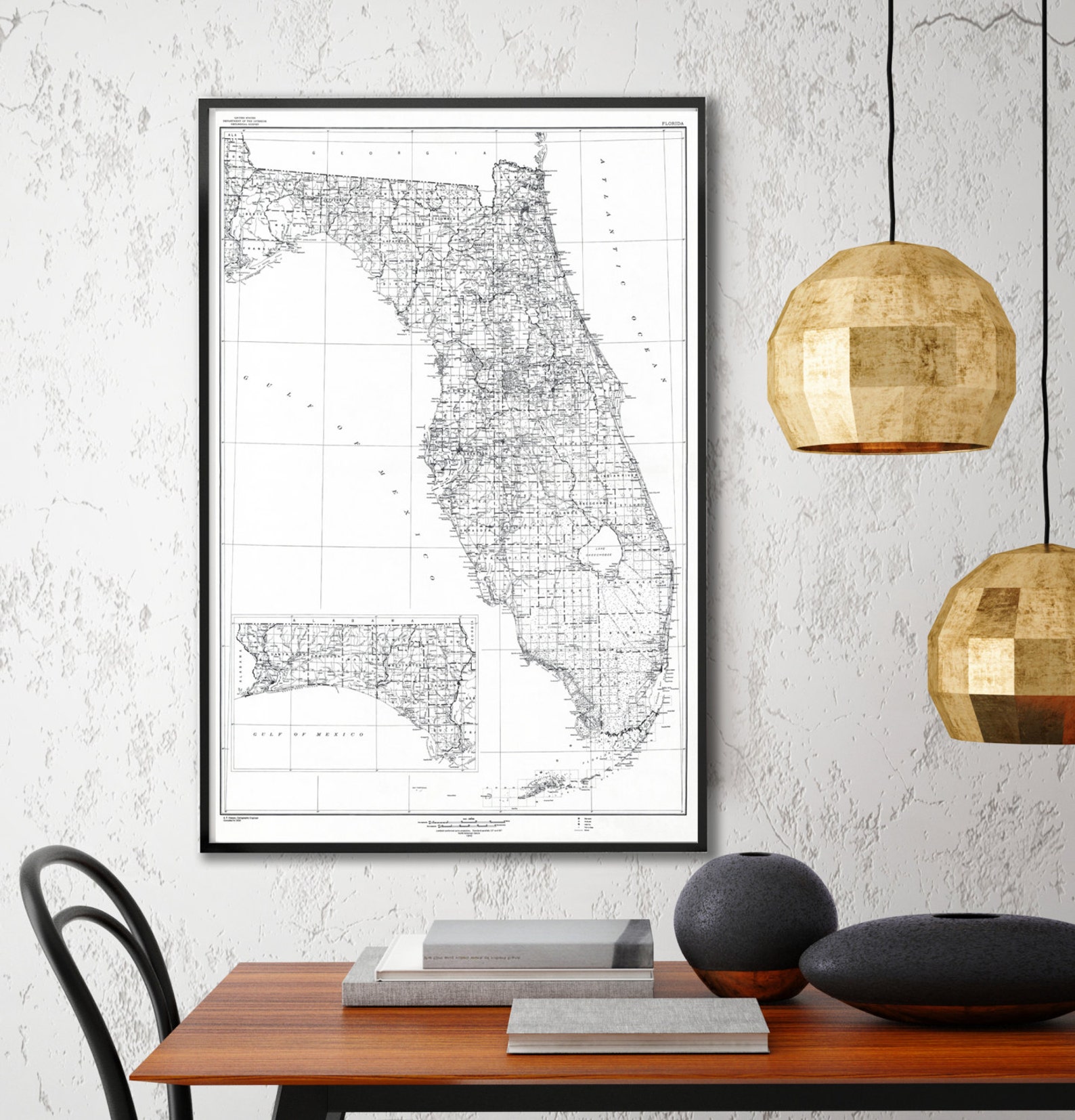 Florida Map Florida Map of Florida Florida Art Nautical | Etsy