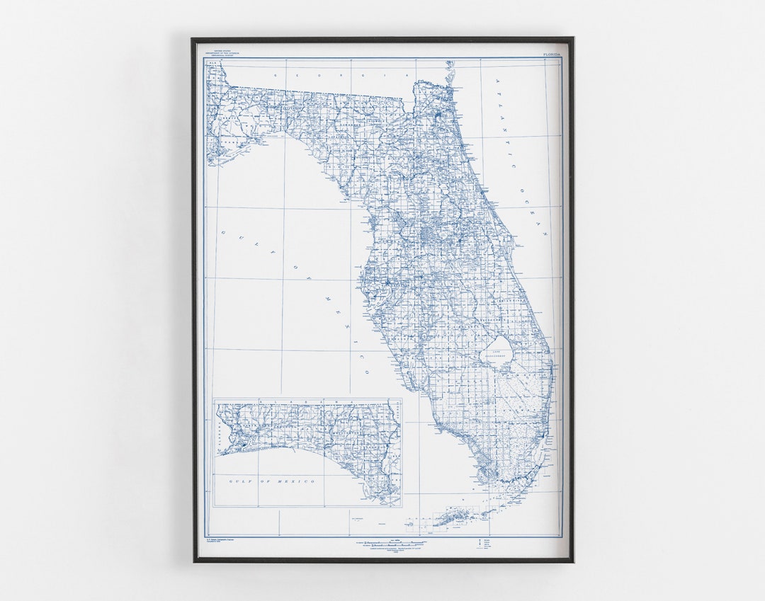 Florida Map, Florida, Map of Florida, Florida Art, Nautical, Best ...