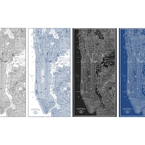 Manhattan Blueprint, Map Manhattan, NYC Map, New York City Map, Large ...