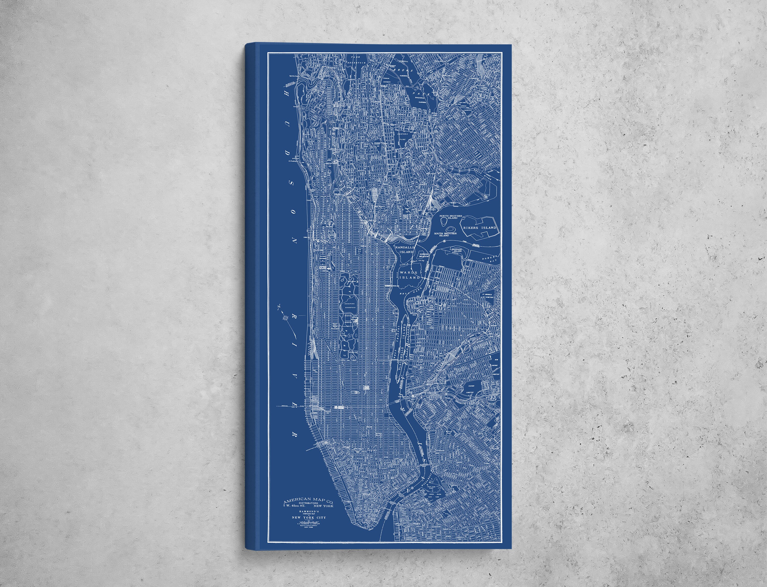 Manhattan Blueprint Map Manhattan NYC Map New York City - Etsy.de