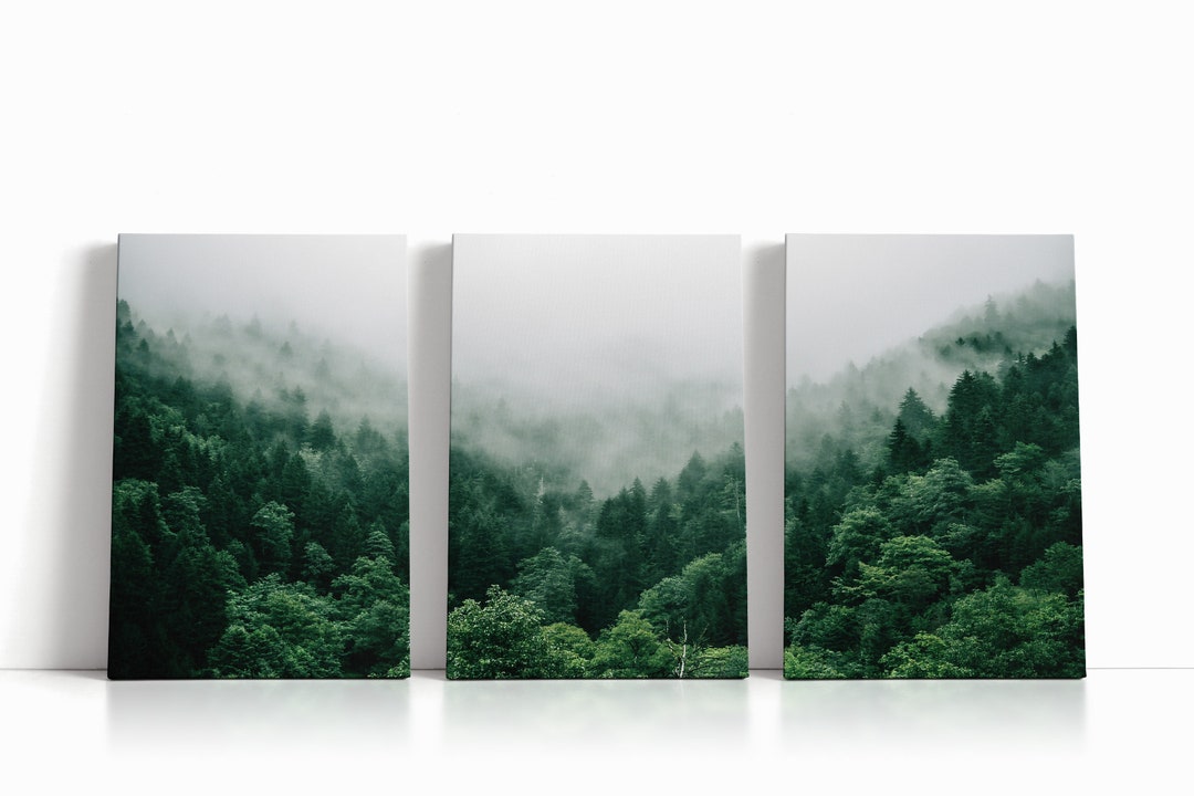 Foggy Forest Poster Multi Panel Wall Art Misty Nature Poster, Forest ...