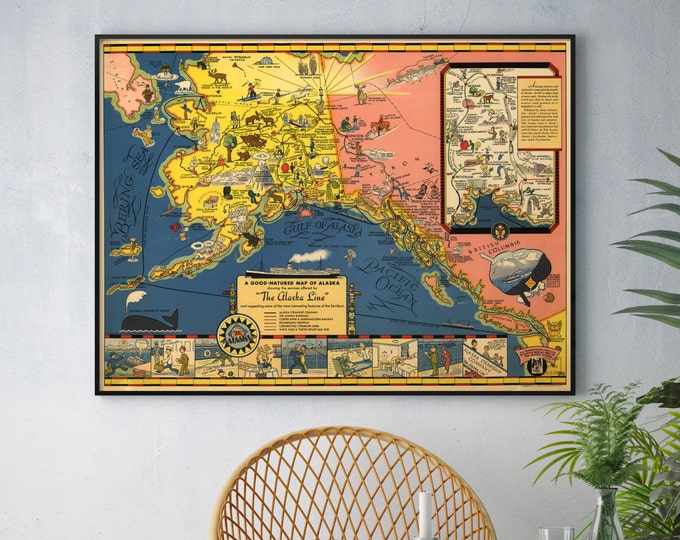 Alaska Art, Alaska Map, Alaska, Map of Alaska, Alaska Wall Art, Travel ...