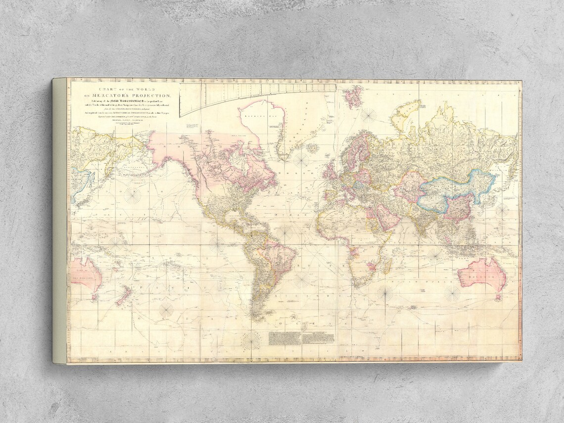 World Map Canvas Large World Map Map of the World Map of | Etsy