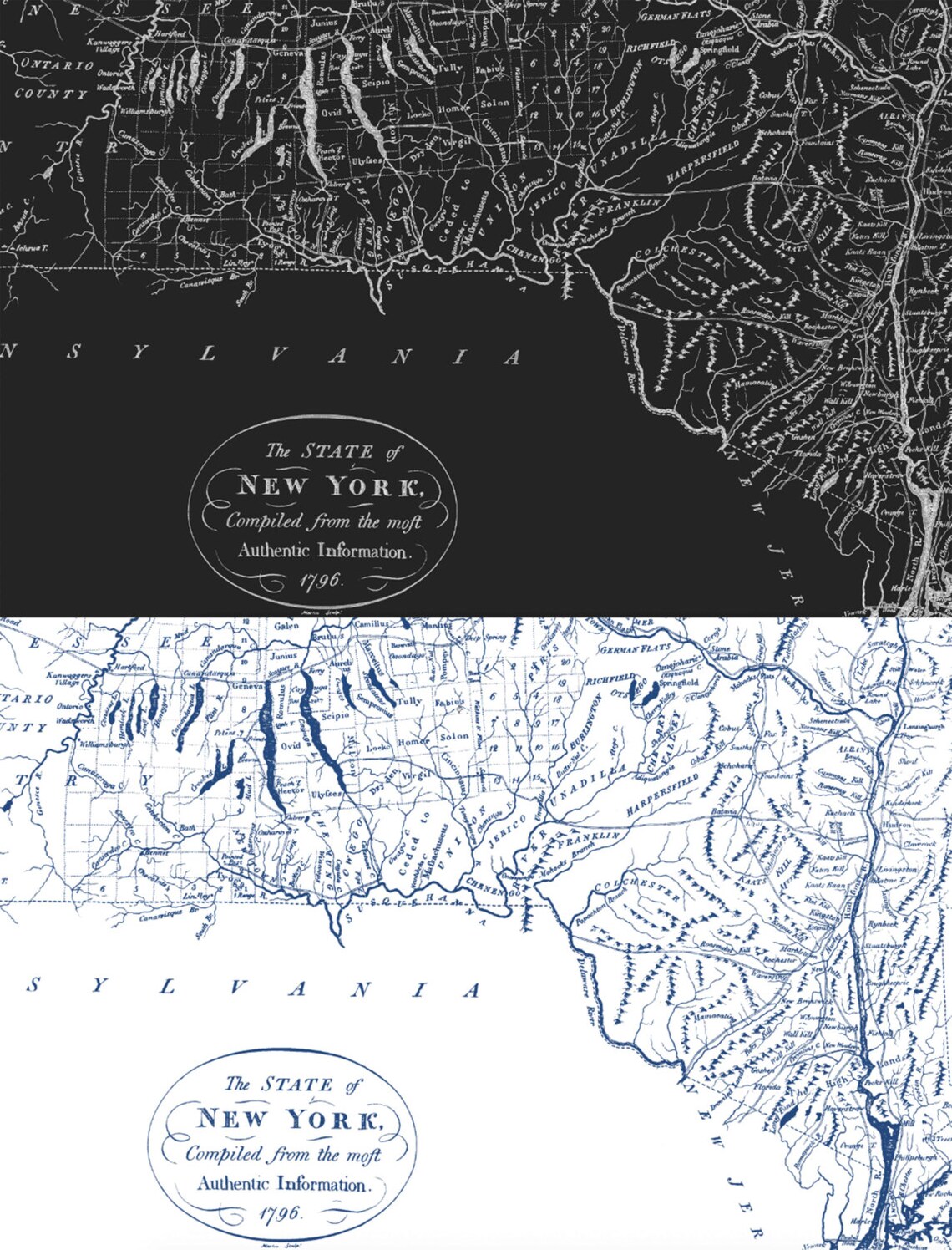 New York State Map of New York State Upstate Map of - Etsy