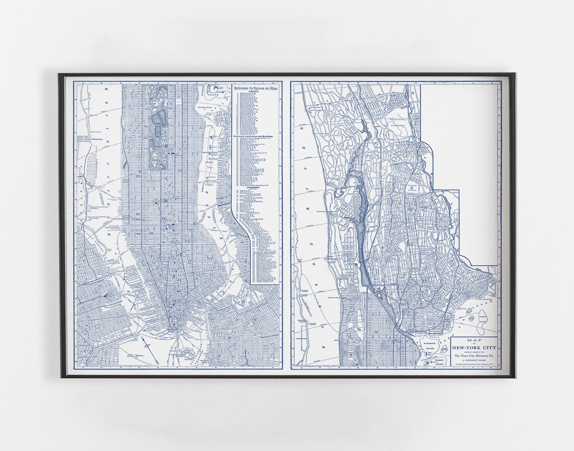 Manhattan Map Manhattan Print Manhattan Art NYC Map NYC - Etsy