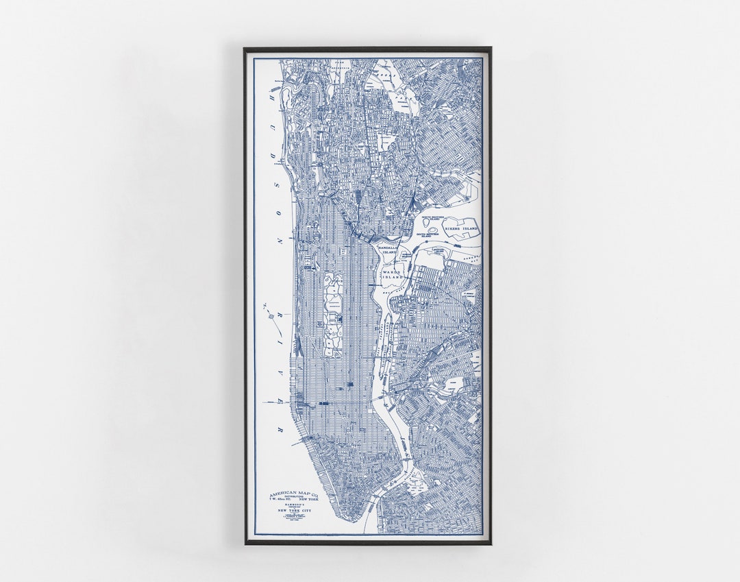 Manhattan Blueprint, Map Manhattan, NYC Map, New York City Map, Large ...
