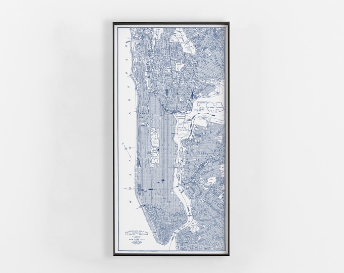 Manhattan Blueprint, Map Manhattan, NYC Map, New York City Map, Large ...